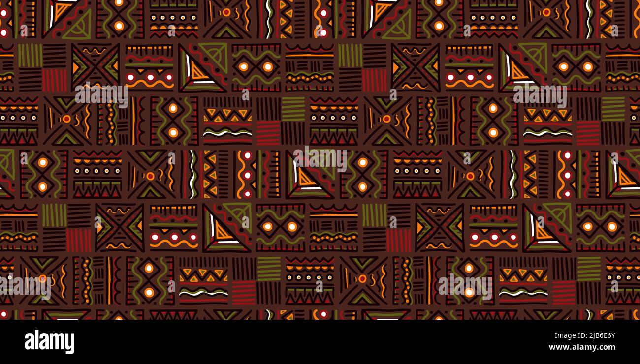 Hand drawn abstract seamless pattern, ethnic background, african style ...