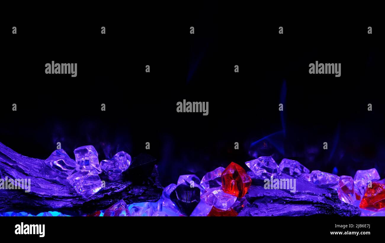 view on electric fireplace with artificial sparkling flame, decor for ...