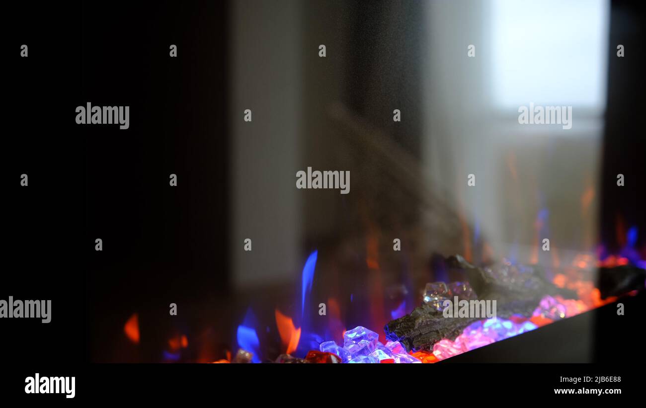 electric fireplace with artificial sparkling flame, decor for the ...