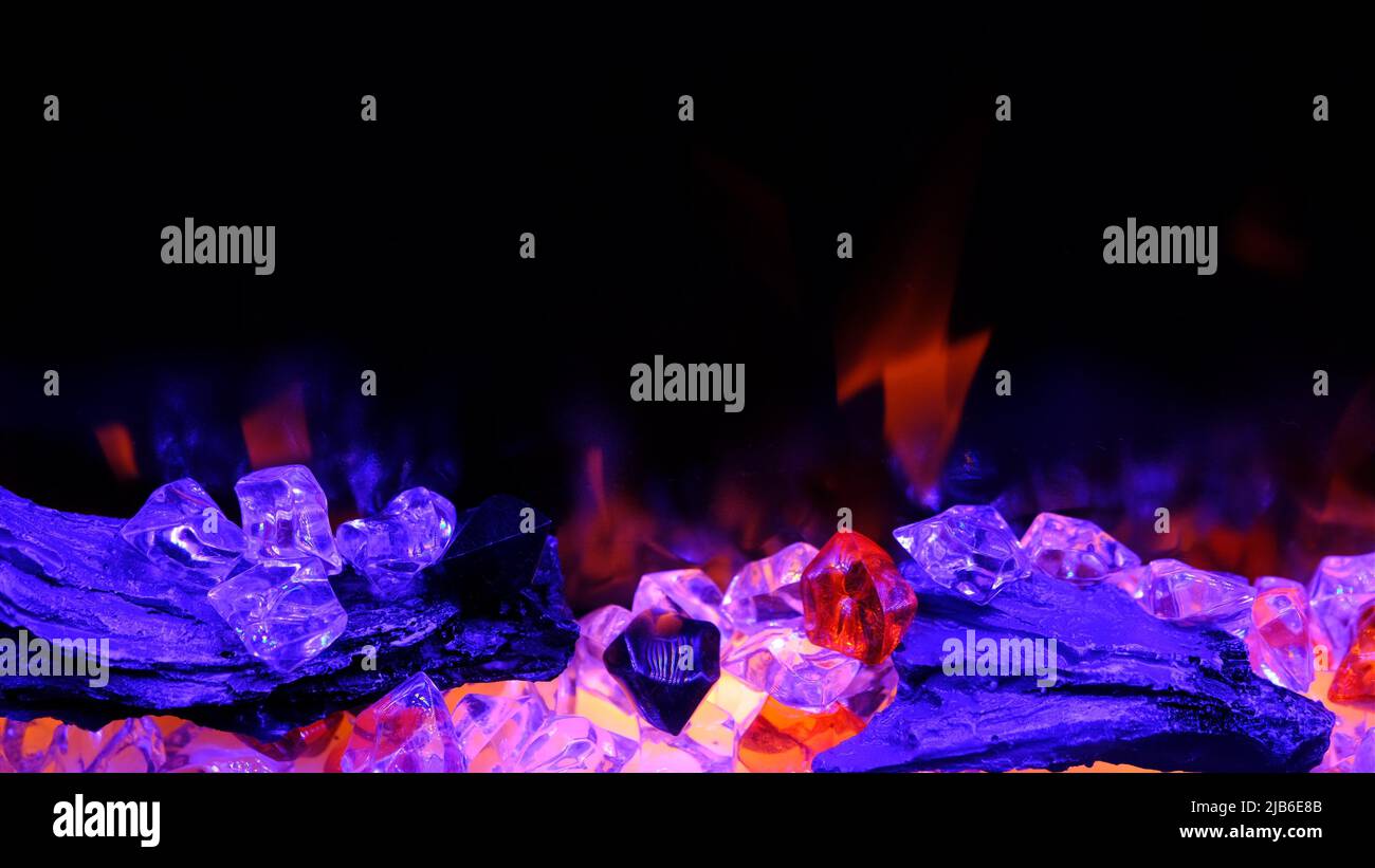 view on electric fireplace with artificial sparkling flame, decor for ...