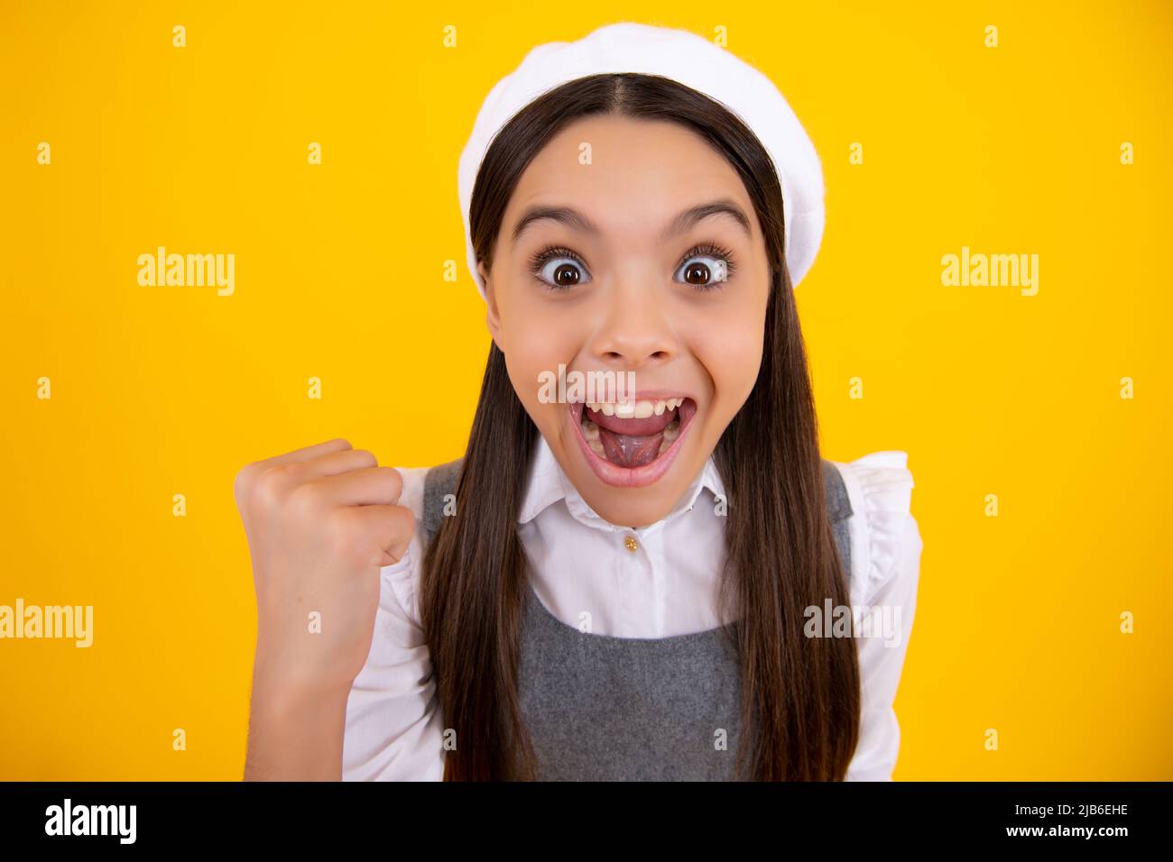 Surprised funny teenager girl. Amazed teen girl. Excited expression ...