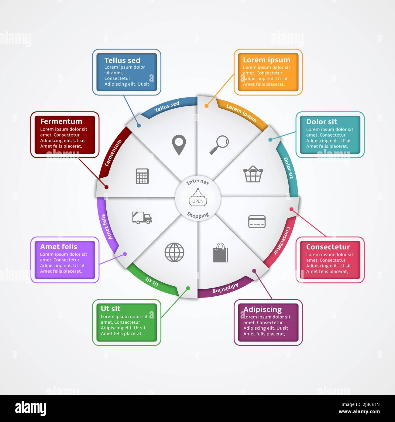 Internet shopping paper infographics layout template for website ...