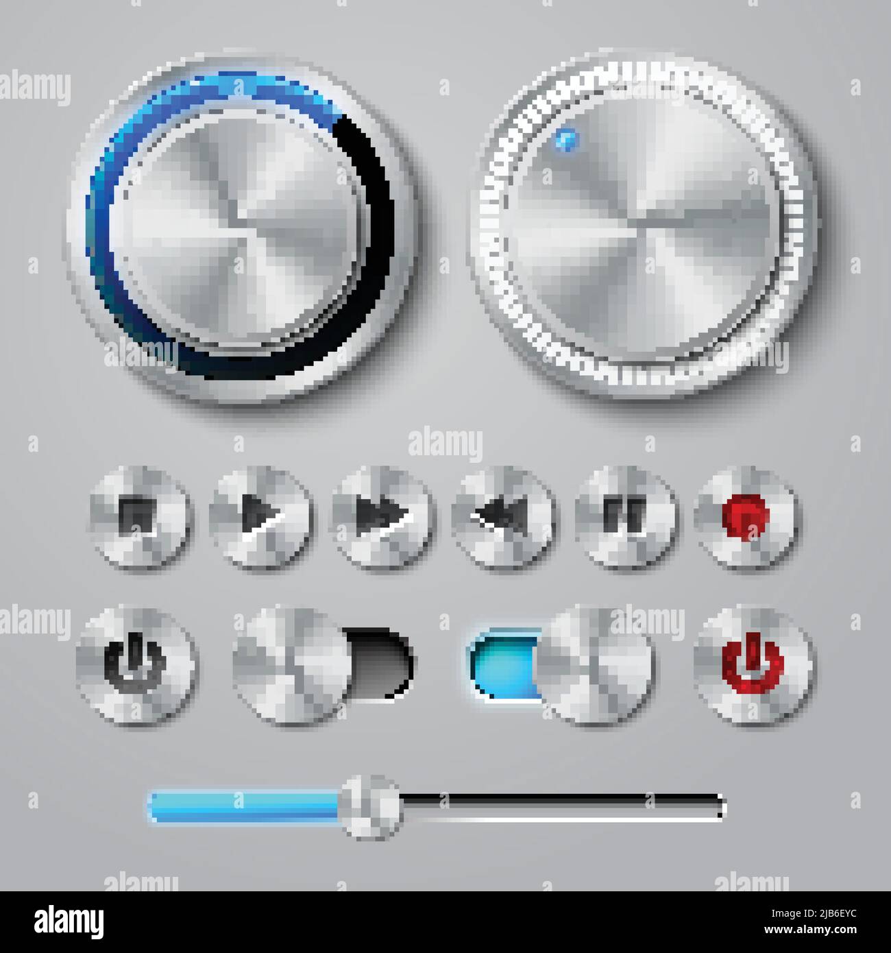 Metal interface buttons collection for power volume playback control ...