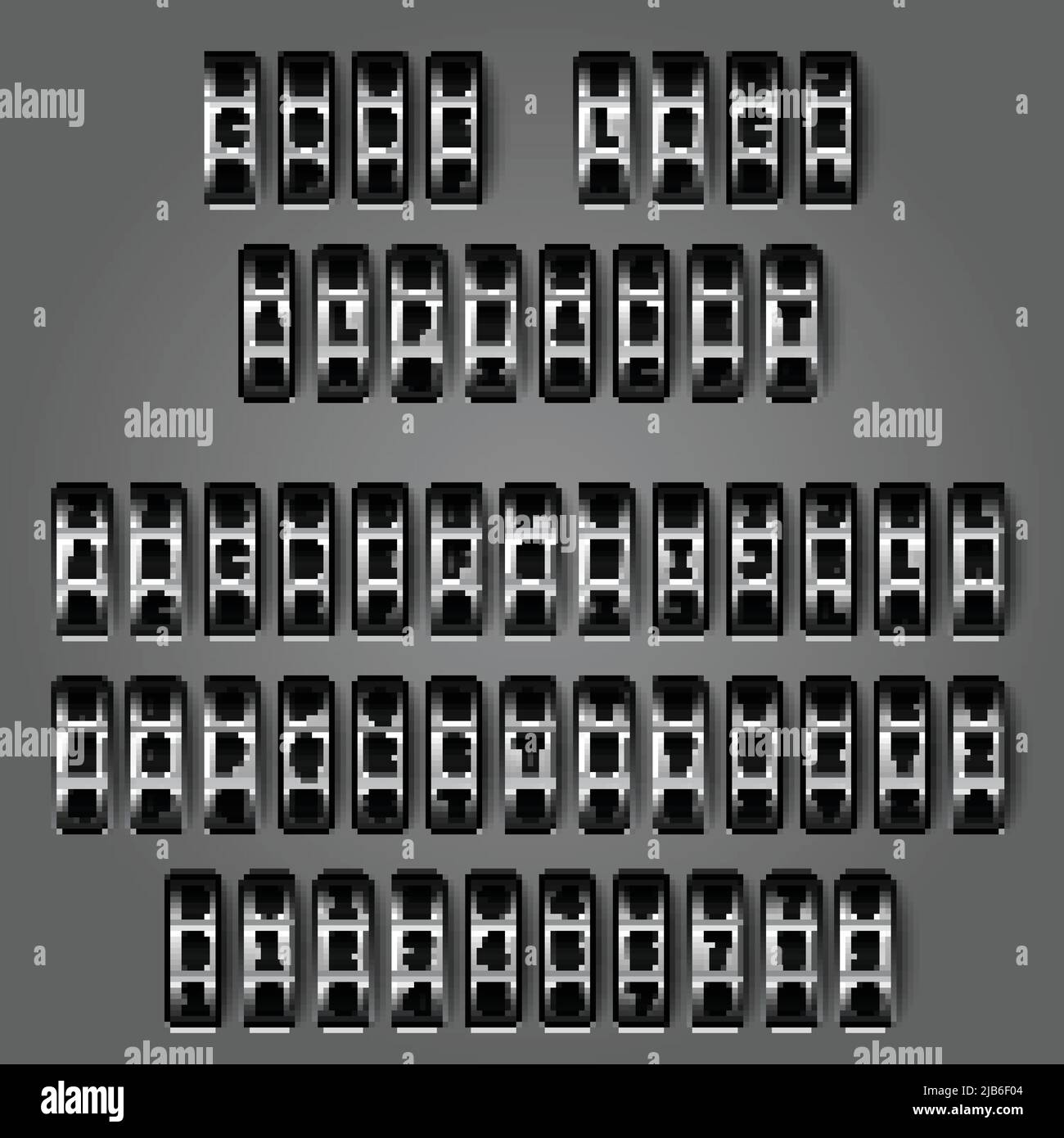 Mechanical alphabet for combination codes letters set vector ...