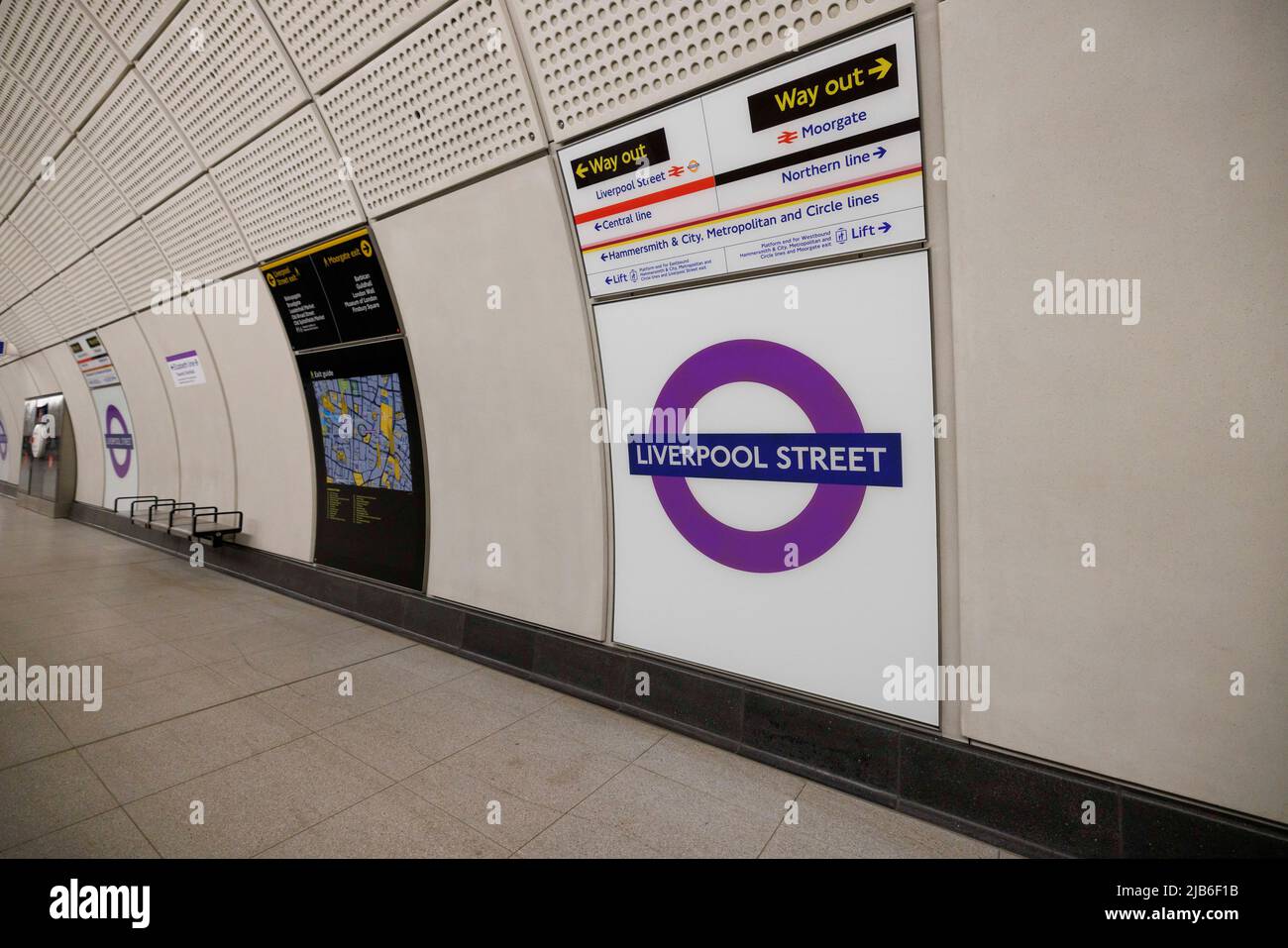 Platform at the new Elizabeth Line station at Liverpool Street General ...