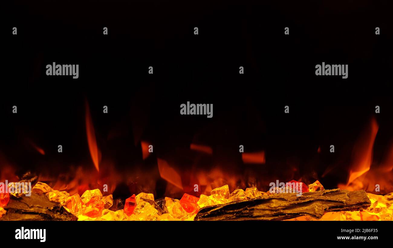 view on electric fireplace with artificial sparkling flame, decor for ...