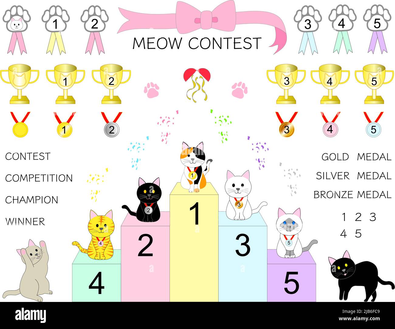 A collection of contest of cats: white background Stock Photo - Alamy