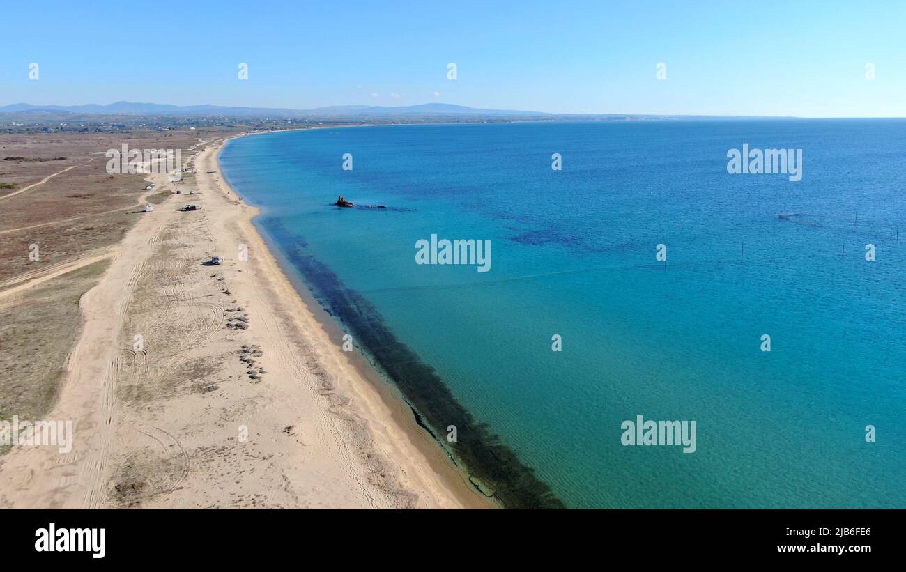 shipwreck of epanomi in halkidiki greece with drone Stock Photo - Alamy