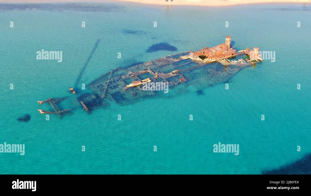 shipwreck of epanomi in halkidiki greece with drone Stock Photo - Alamy
