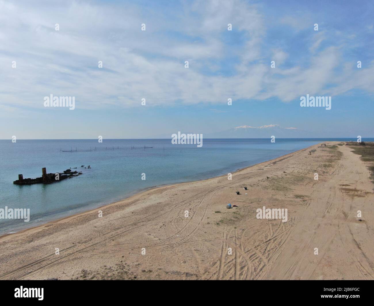 shipwreck of epanomi in halkidiki greece with drone Stock Photo - Alamy