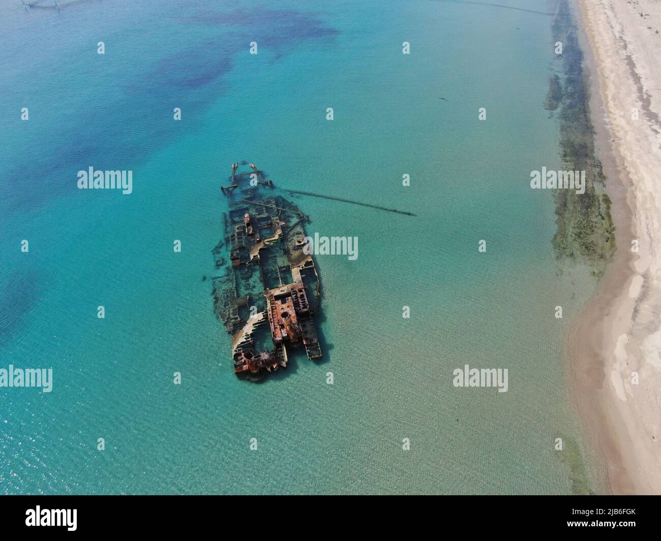 shipwreck of epanomi in halkidiki greece with drone Stock Photo - Alamy