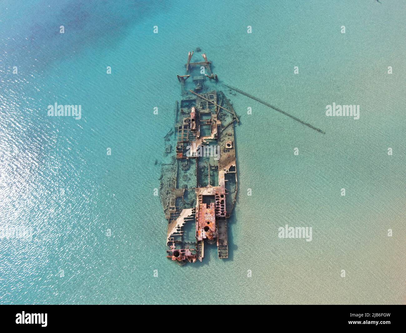 shipwreck of epanomi in halkidiki greece with drone Stock Photo - Alamy
