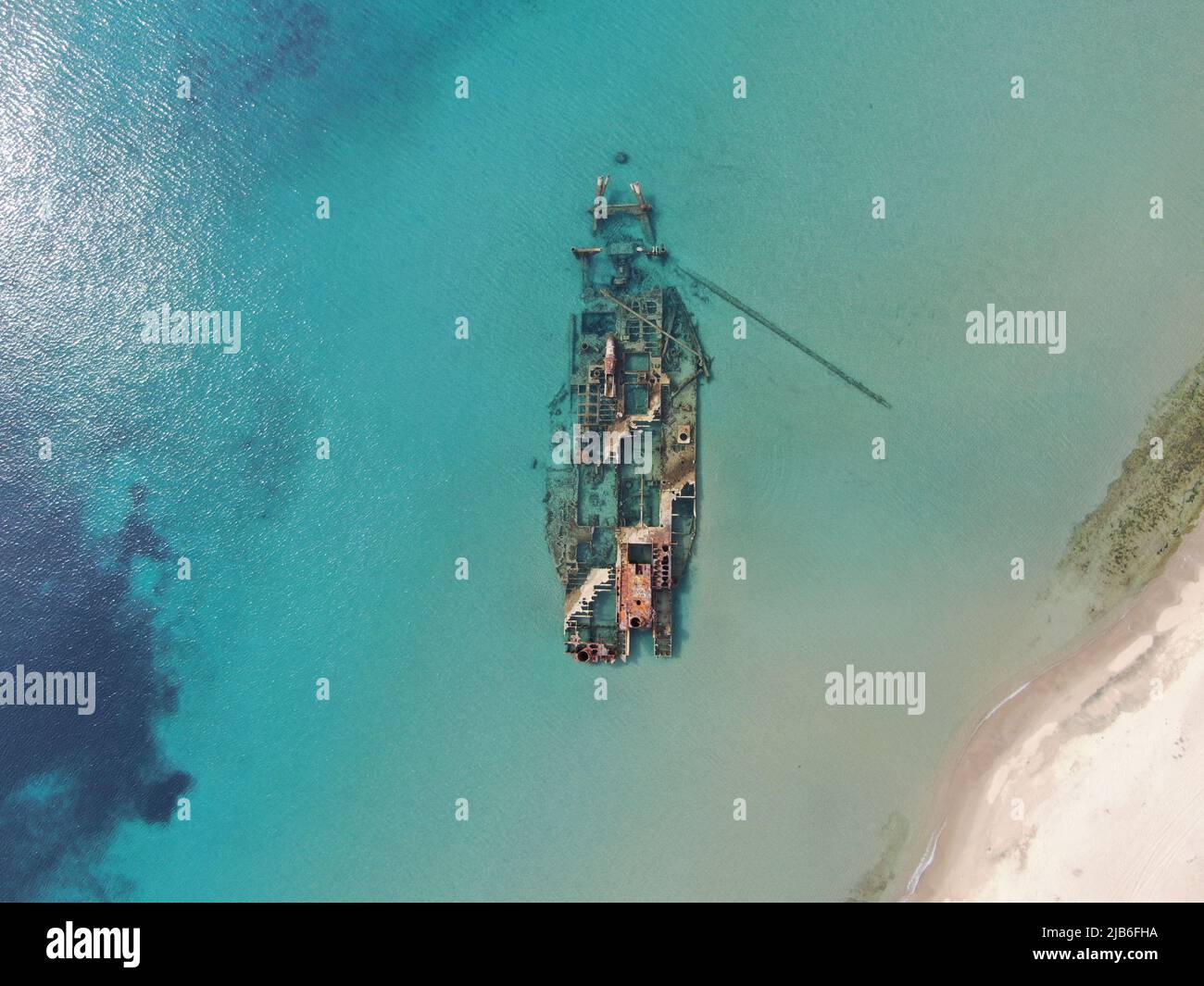 shipwreck of epanomi in halkidiki greece with drone Stock Photo - Alamy