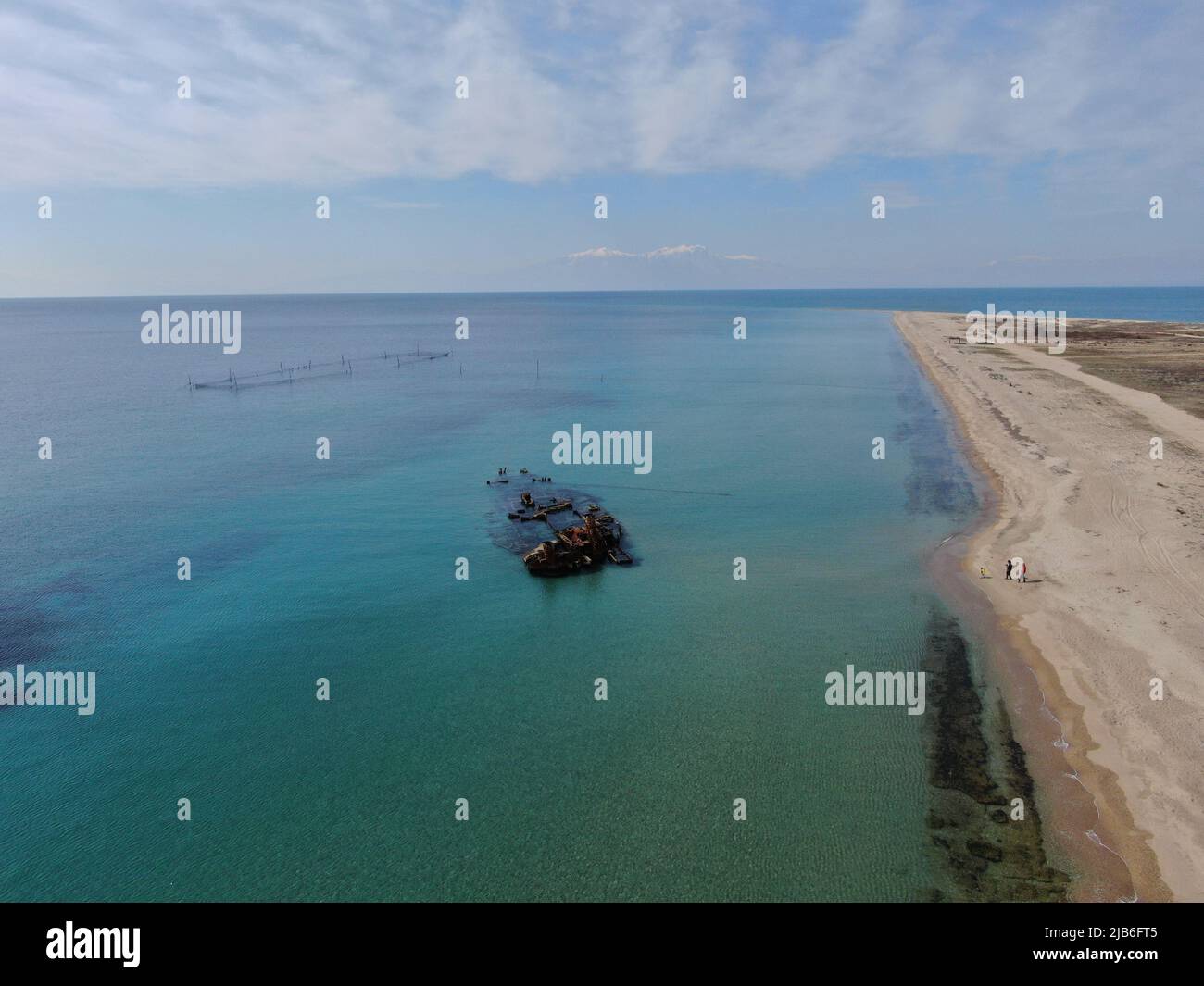 shipwreck of epanomi in halkidiki greece with drone Stock Photo - Alamy