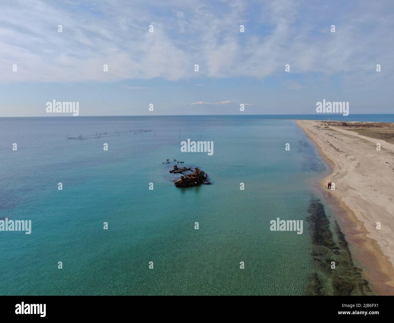 shipwreck of epanomi in halkidiki greece with drone Stock Photo - Alamy