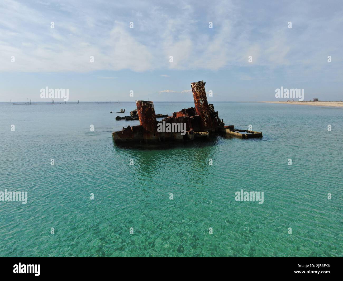 shipwreck of epanomi in halkidiki greece with drone Stock Photo - Alamy