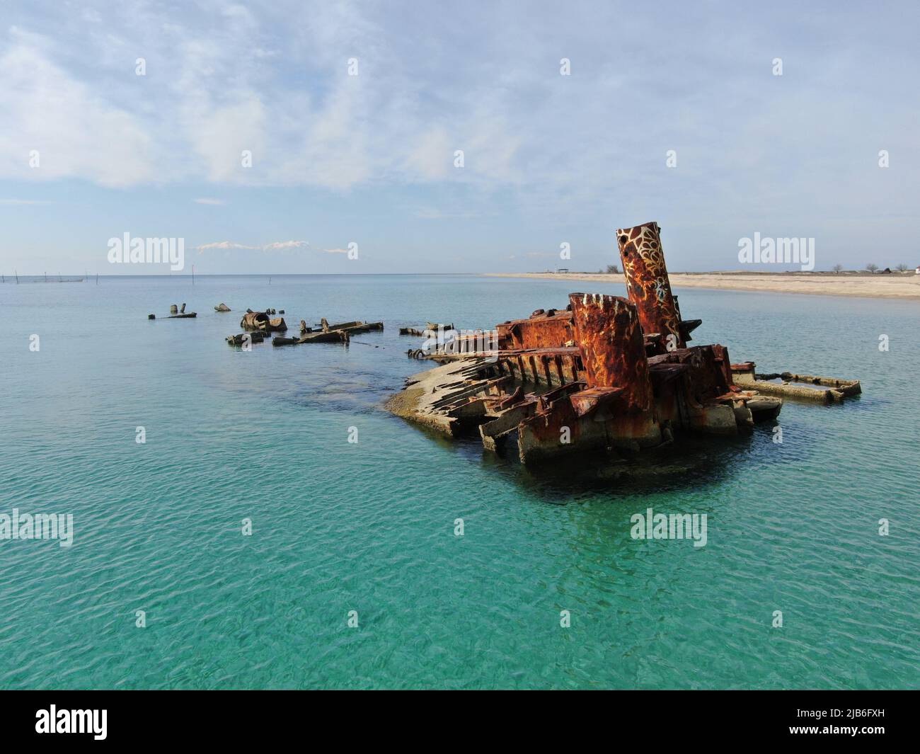 shipwreck of epanomi in halkidiki greece with drone Stock Photo - Alamy