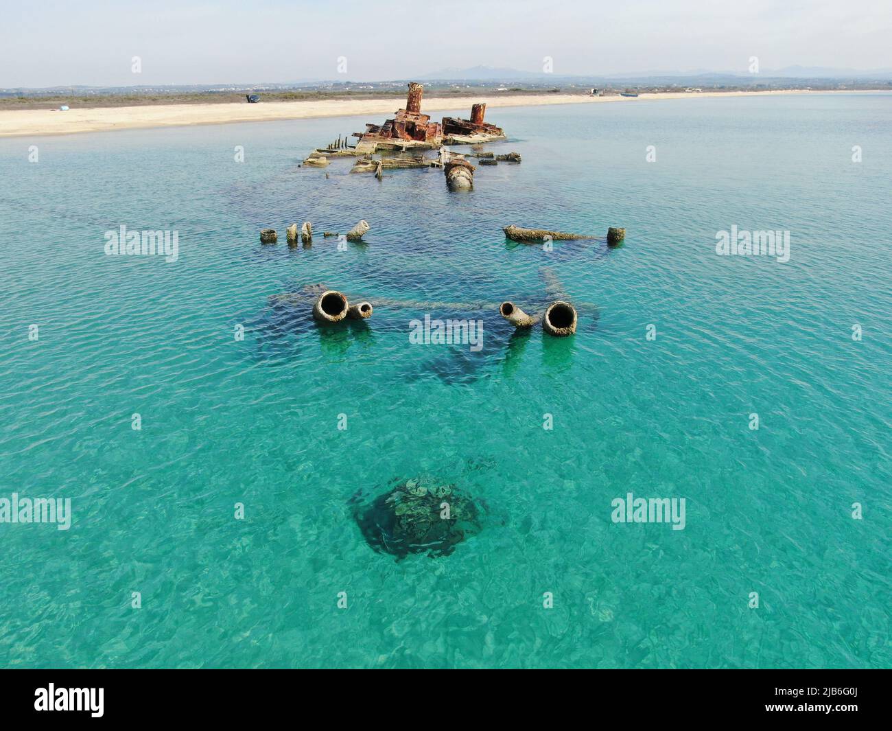 shipwreck of epanomi in halkidiki greece with drone Stock Photo - Alamy