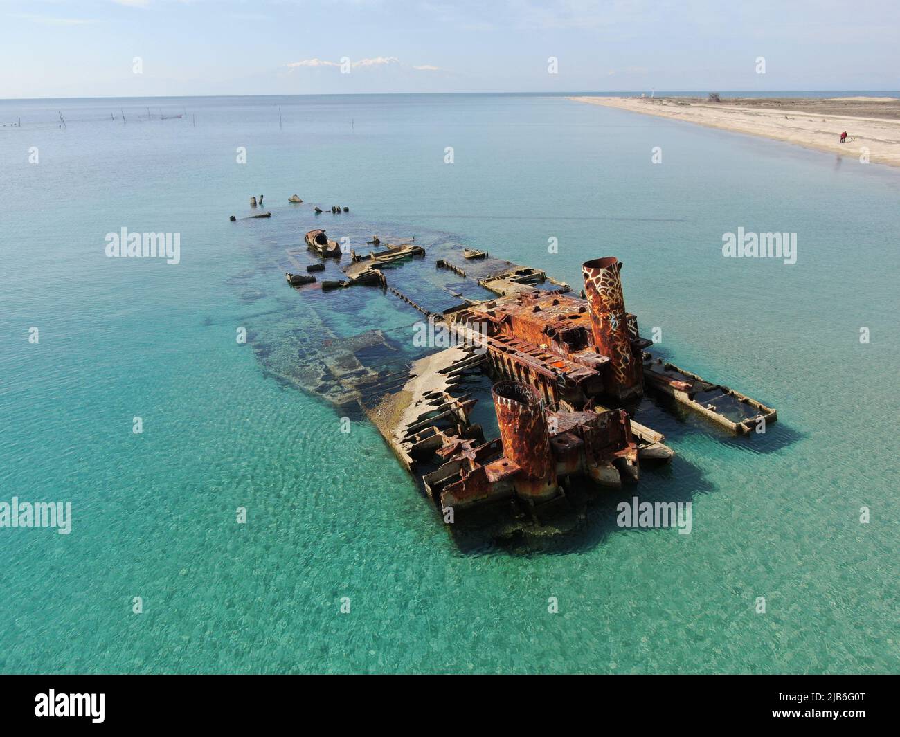 shipwreck of epanomi in halkidiki greece with drone Stock Photo - Alamy