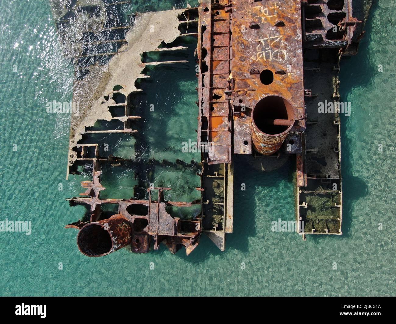 shipwreck of epanomi in halkidiki greece with drone Stock Photo - Alamy
