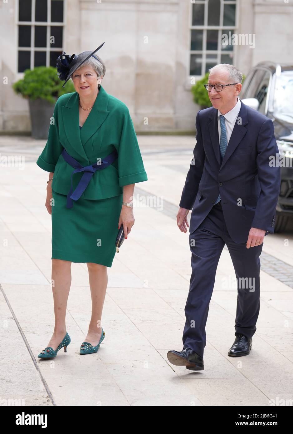 Former prime minister Theresa May and her husband Philip May arriving a ...