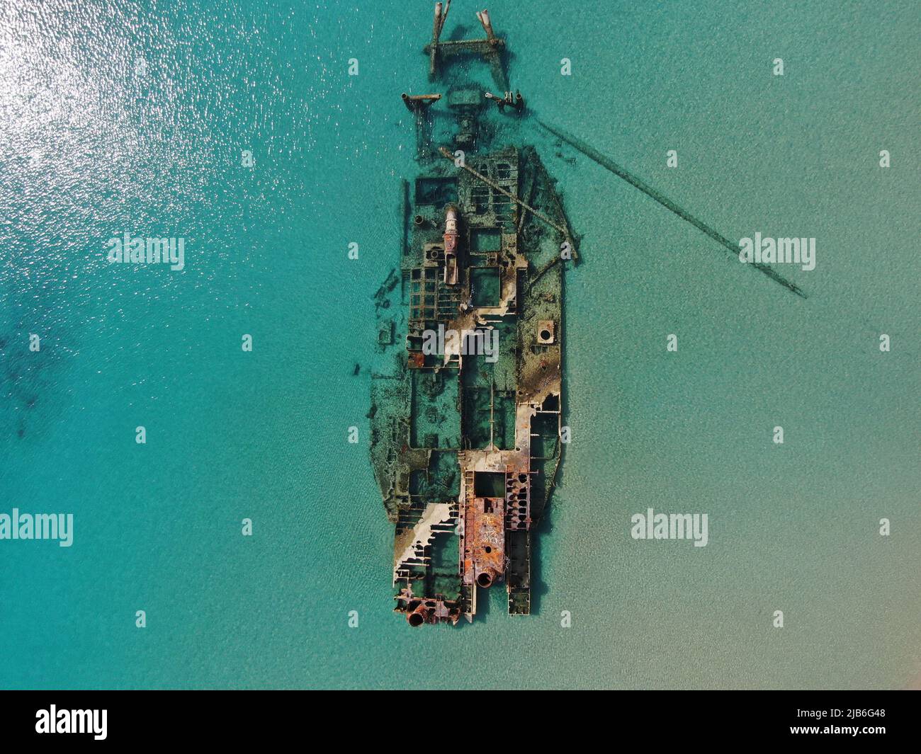 shipwreck of epanomi in halkidiki greece with drone Stock Photo - Alamy