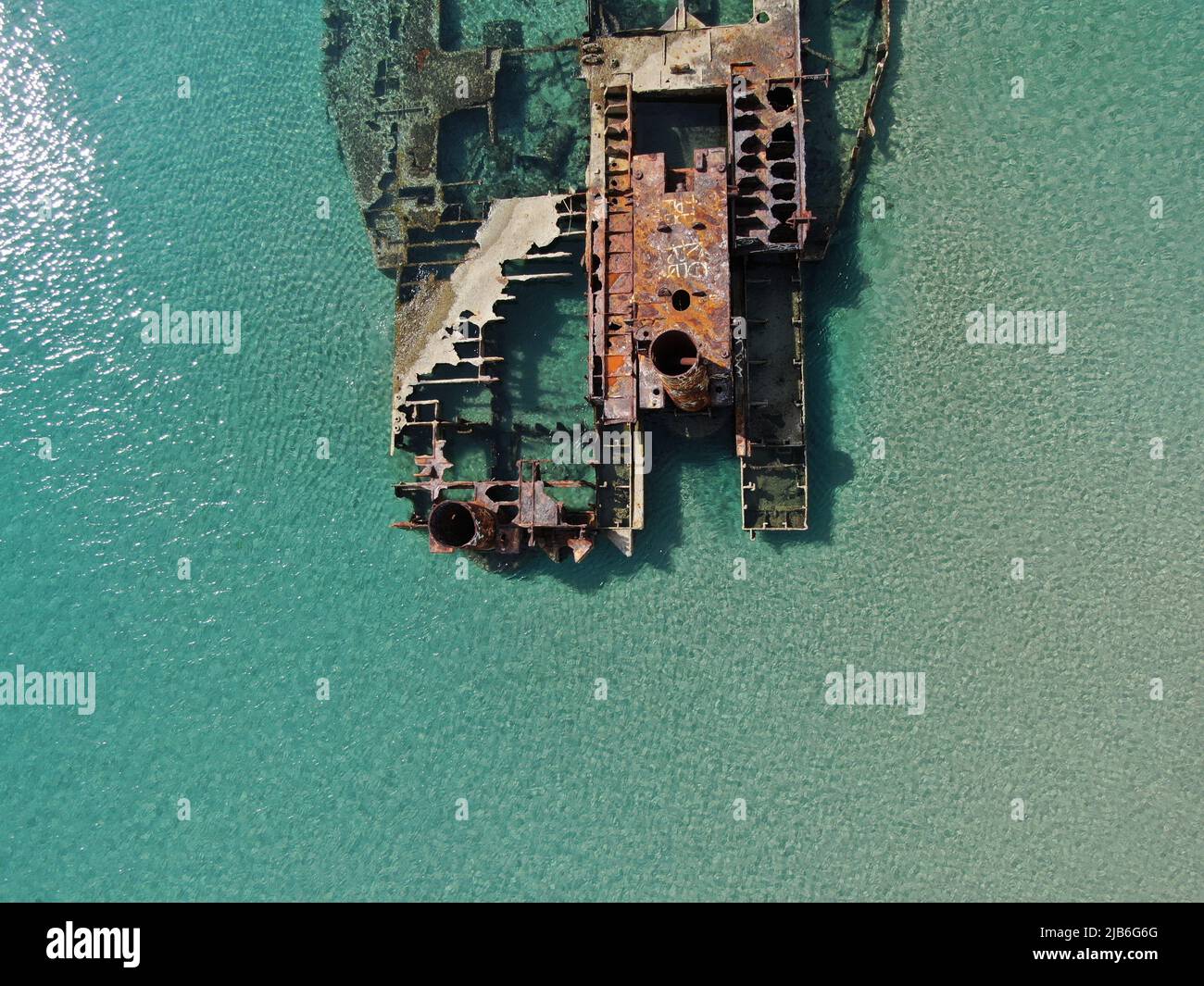 shipwreck of epanomi in halkidiki greece with drone Stock Photo - Alamy