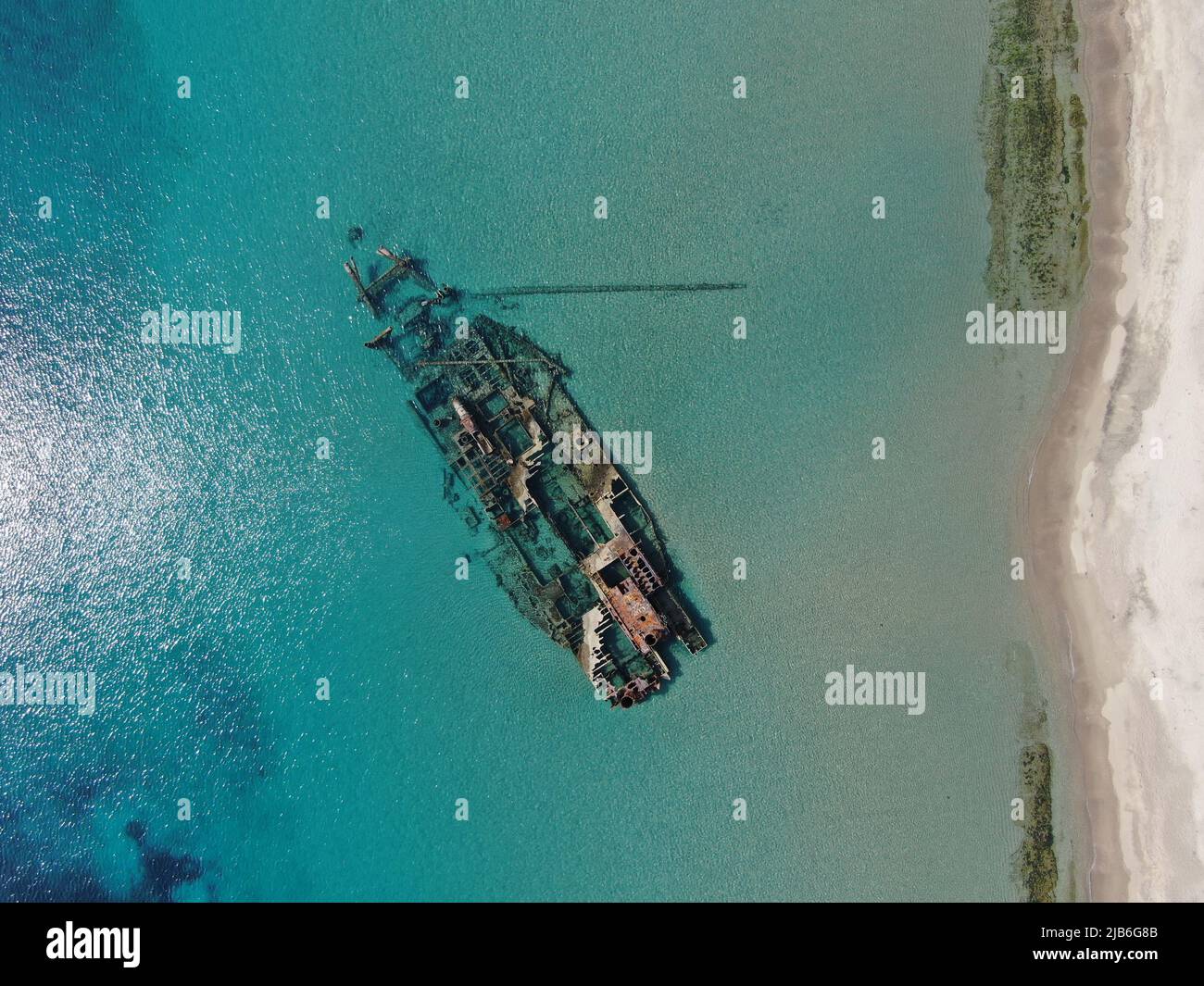 shipwreck of epanomi in halkidiki greece with drone Stock Photo - Alamy