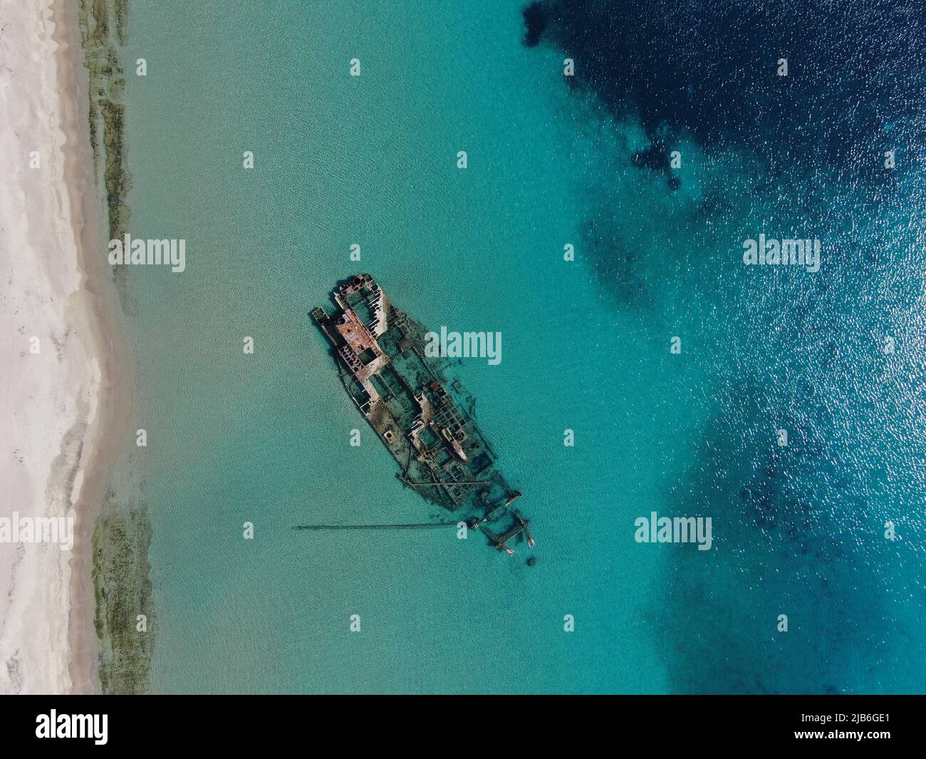 shipwreck of epanomi in halkidiki greece with drone Stock Photo - Alamy