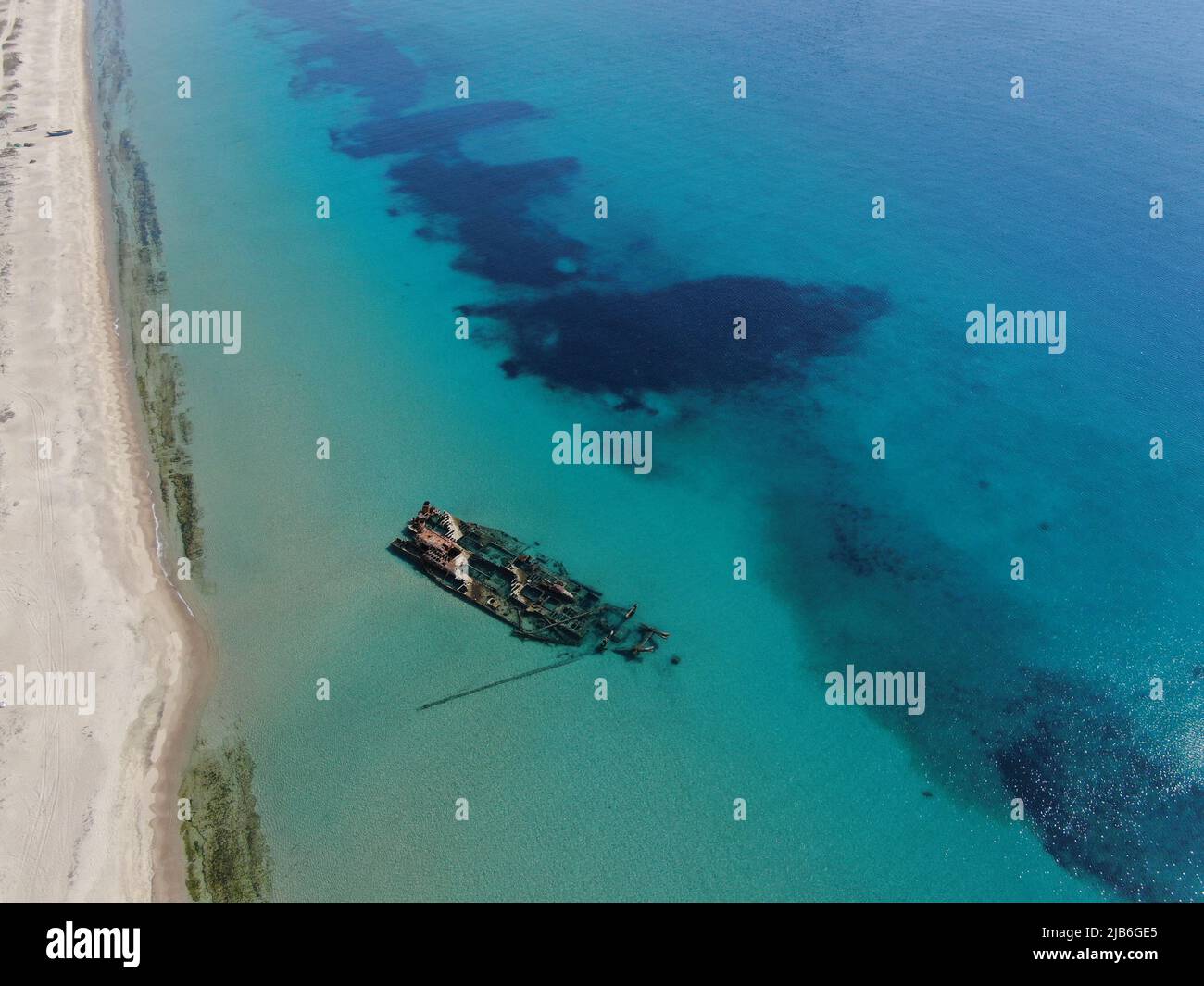 shipwreck of epanomi in halkidiki greece with drone Stock Photo - Alamy