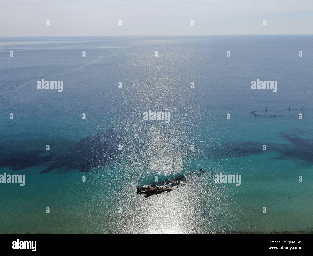 shipwreck of epanomi in halkidiki greece with drone Stock Photo - Alamy