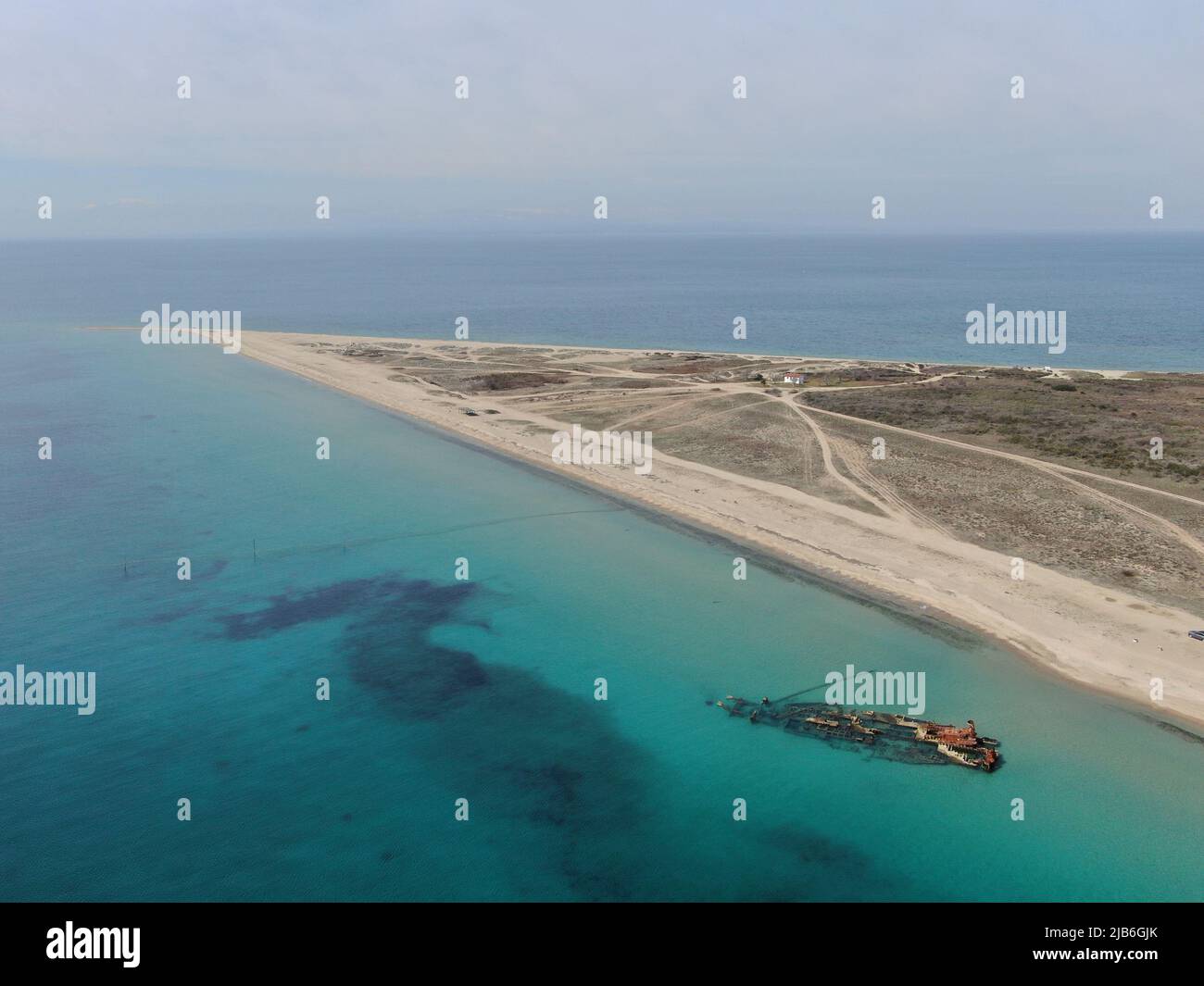 shipwreck of epanomi in halkidiki greece with drone Stock Photo - Alamy
