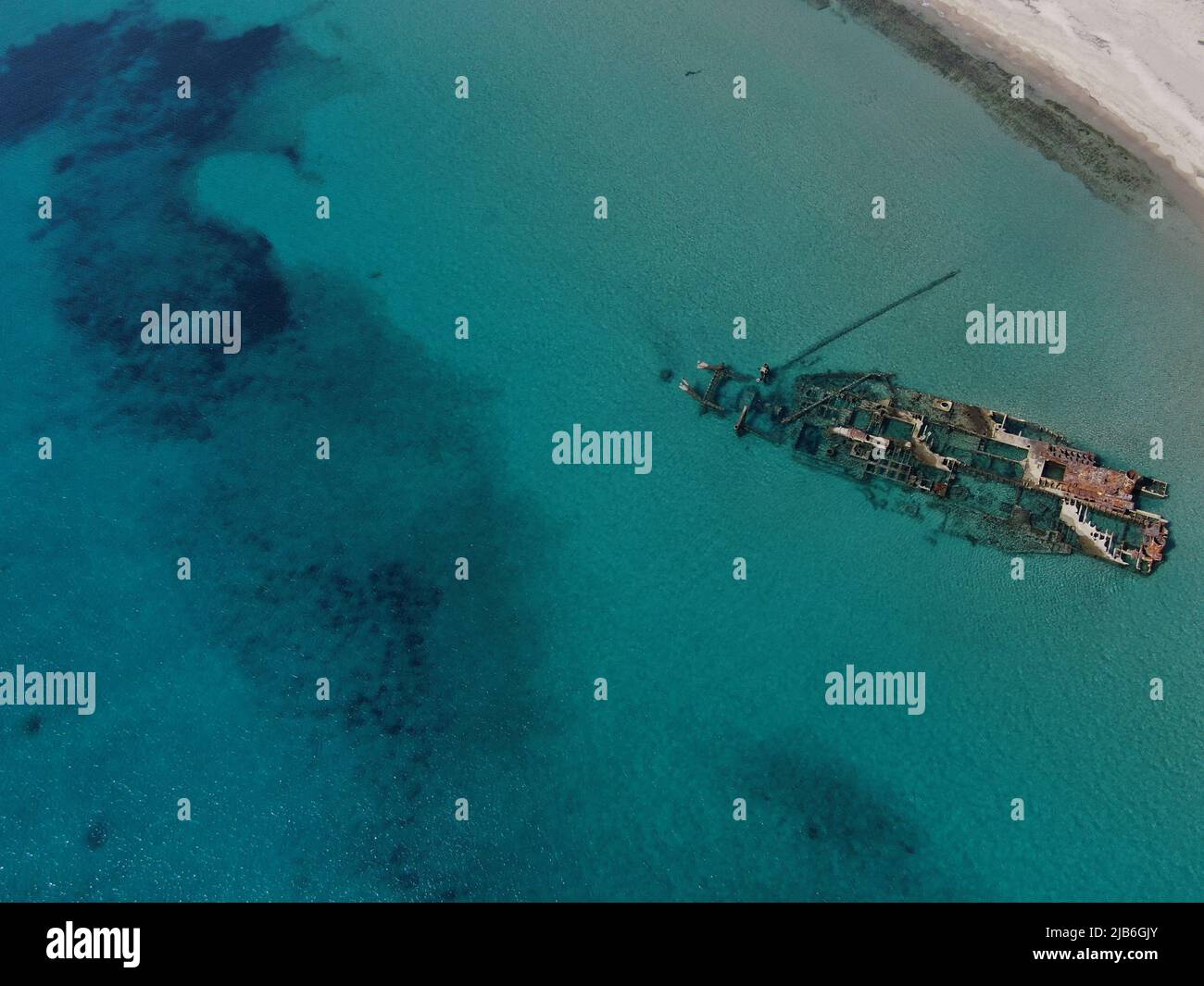 shipwreck of epanomi in halkidiki greece with drone Stock Photo - Alamy