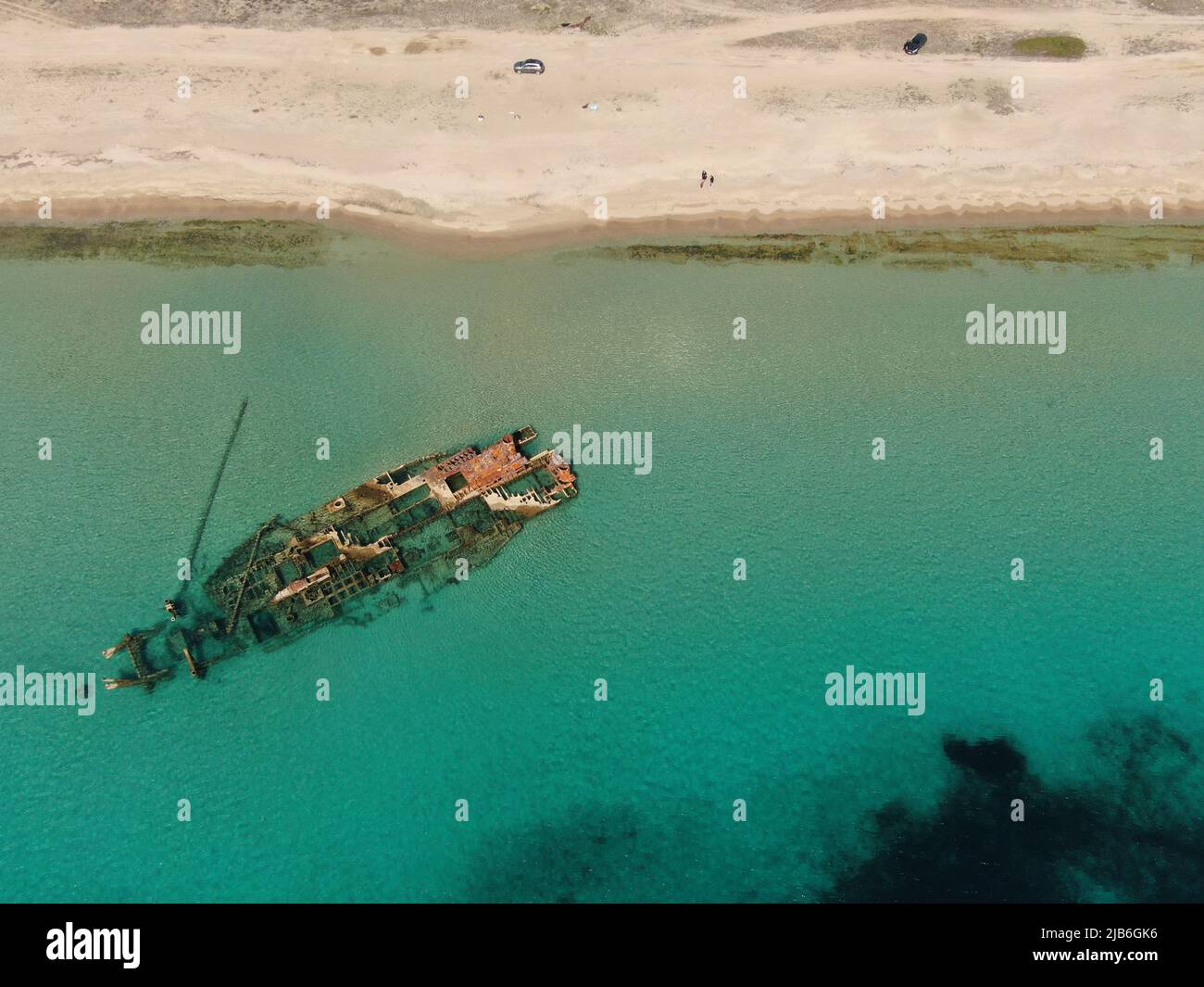 shipwreck of epanomi in halkidiki greece with drone Stock Photo - Alamy