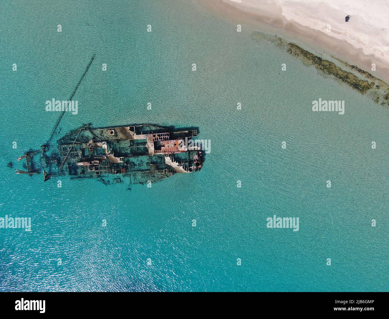 shipwreck of epanomi in halkidiki greece with drone Stock Photo - Alamy