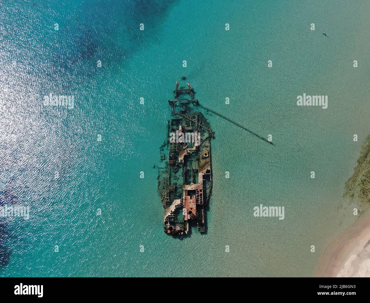 shipwreck of epanomi in halkidiki greece with drone Stock Photo - Alamy