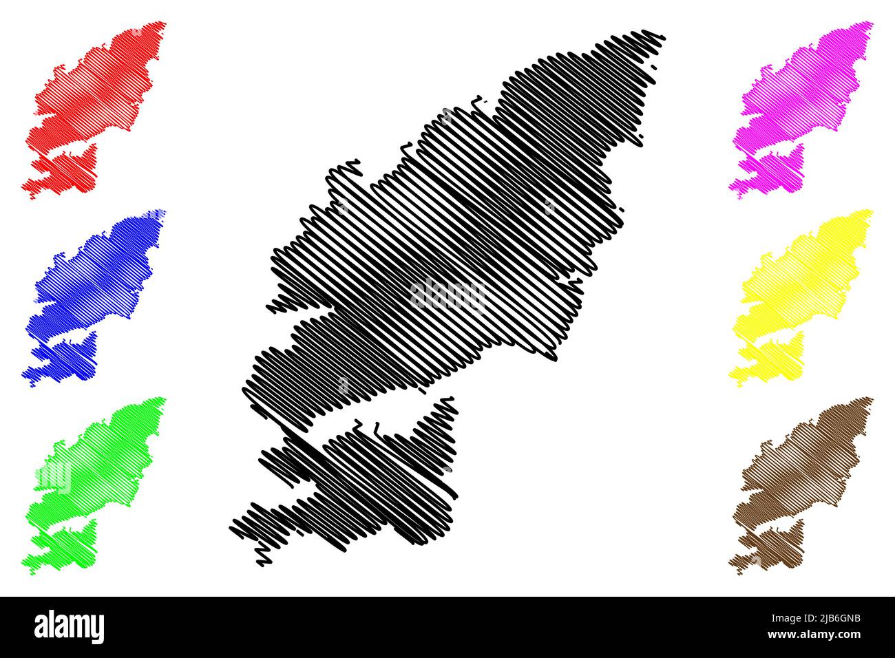 Attu island (Republic of Finland) map vector illustration, scribble ...