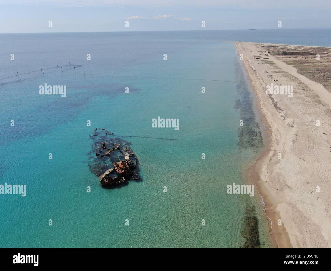 shipwreck of epanomi in halkidiki greece with drone Stock Photo - Alamy