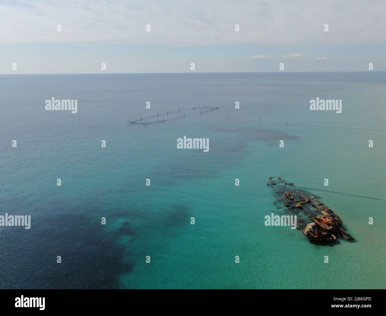 shipwreck of epanomi in halkidiki greece with drone Stock Photo - Alamy