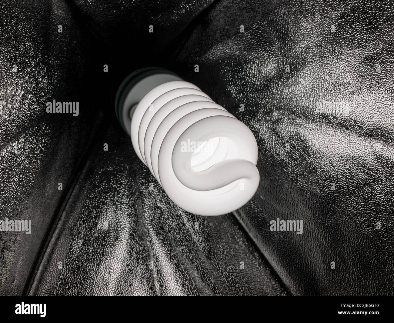 Light bulb inside the softbox, fluorescent spiral tube Stock Photo - Alamy