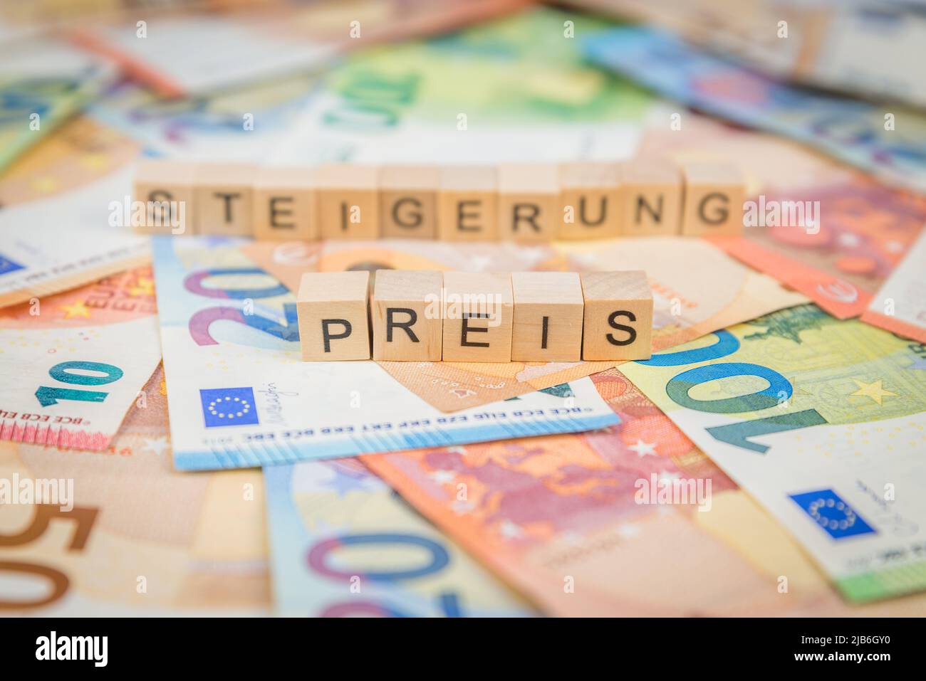 The word Preis - in German for Price - and Steigerung - in German for ...