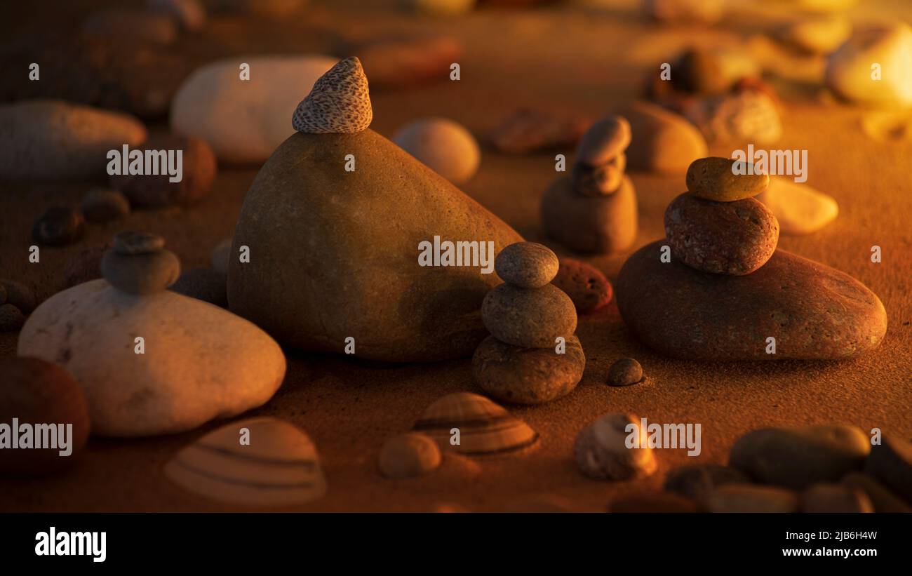Stone towers on the beach hi-res stock photography and images - Alamy