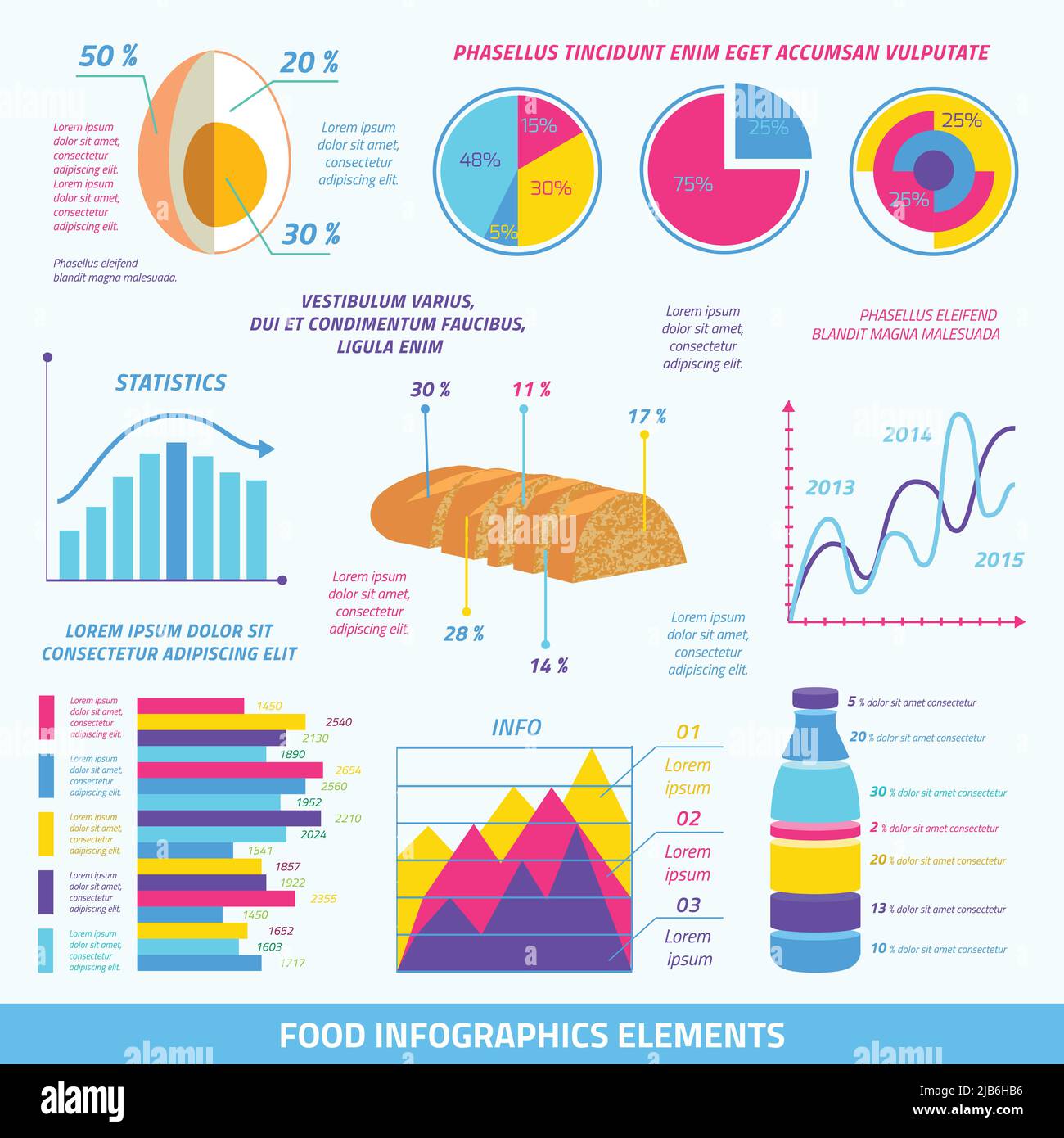 Food infographics flat design elements of agricultural charts and ...