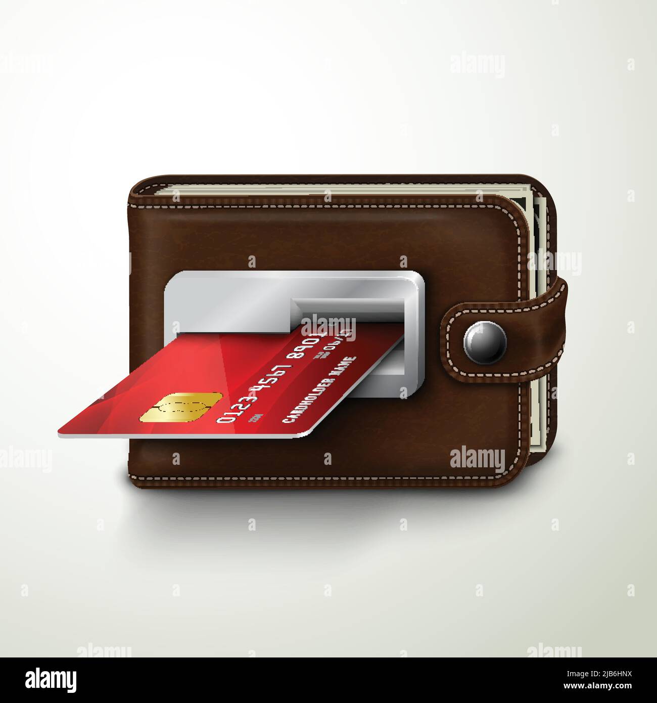Classic modern brown wallet with leather texture as an atm bank machine ...