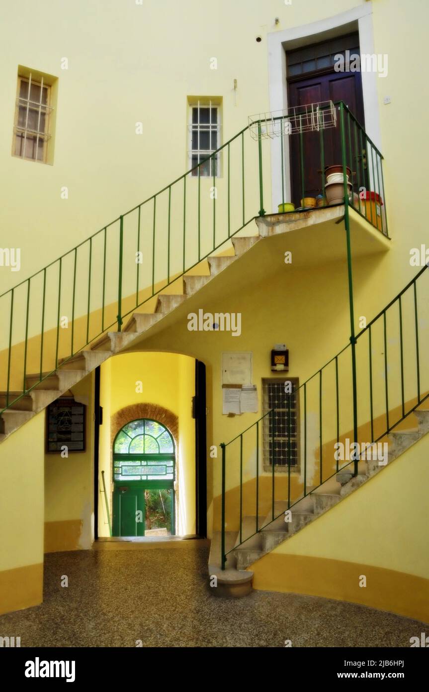 Interior upstairs in a old building Stock Photo - Alamy