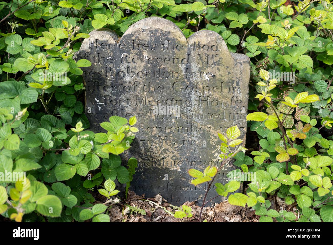 Old gravestone at Ballast Hills, a non-conformist and dissenting burial ...