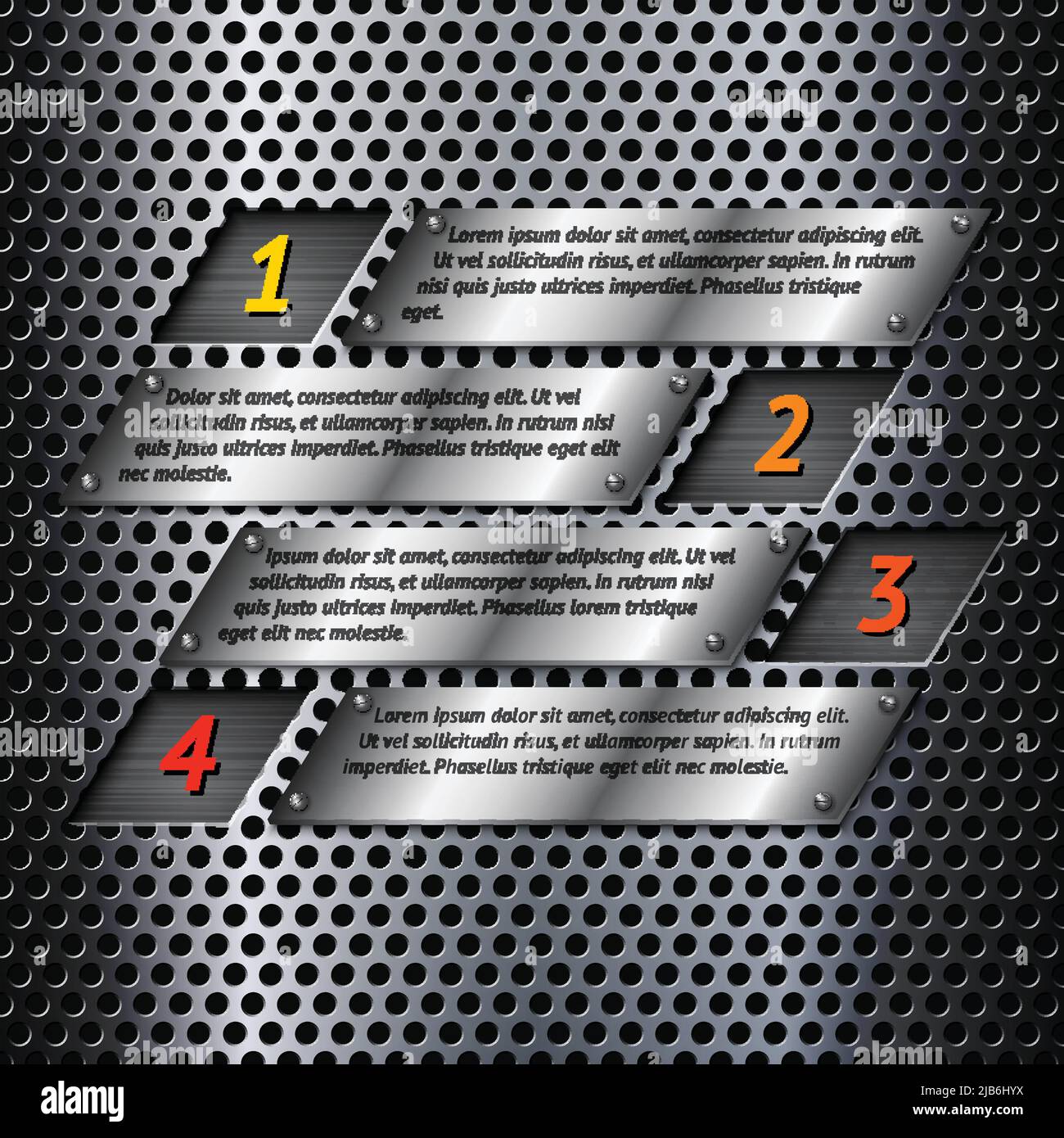 Abstract metal business infographics options layout design with ...