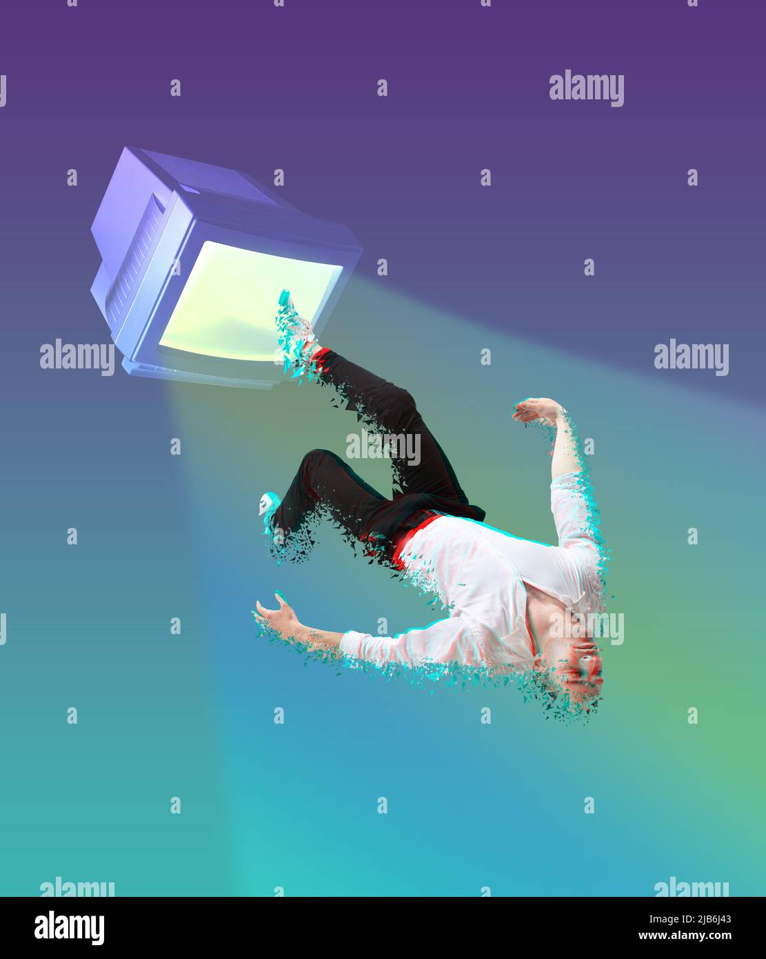 Contemporary art collage and modern design. Retro computer monitor ...