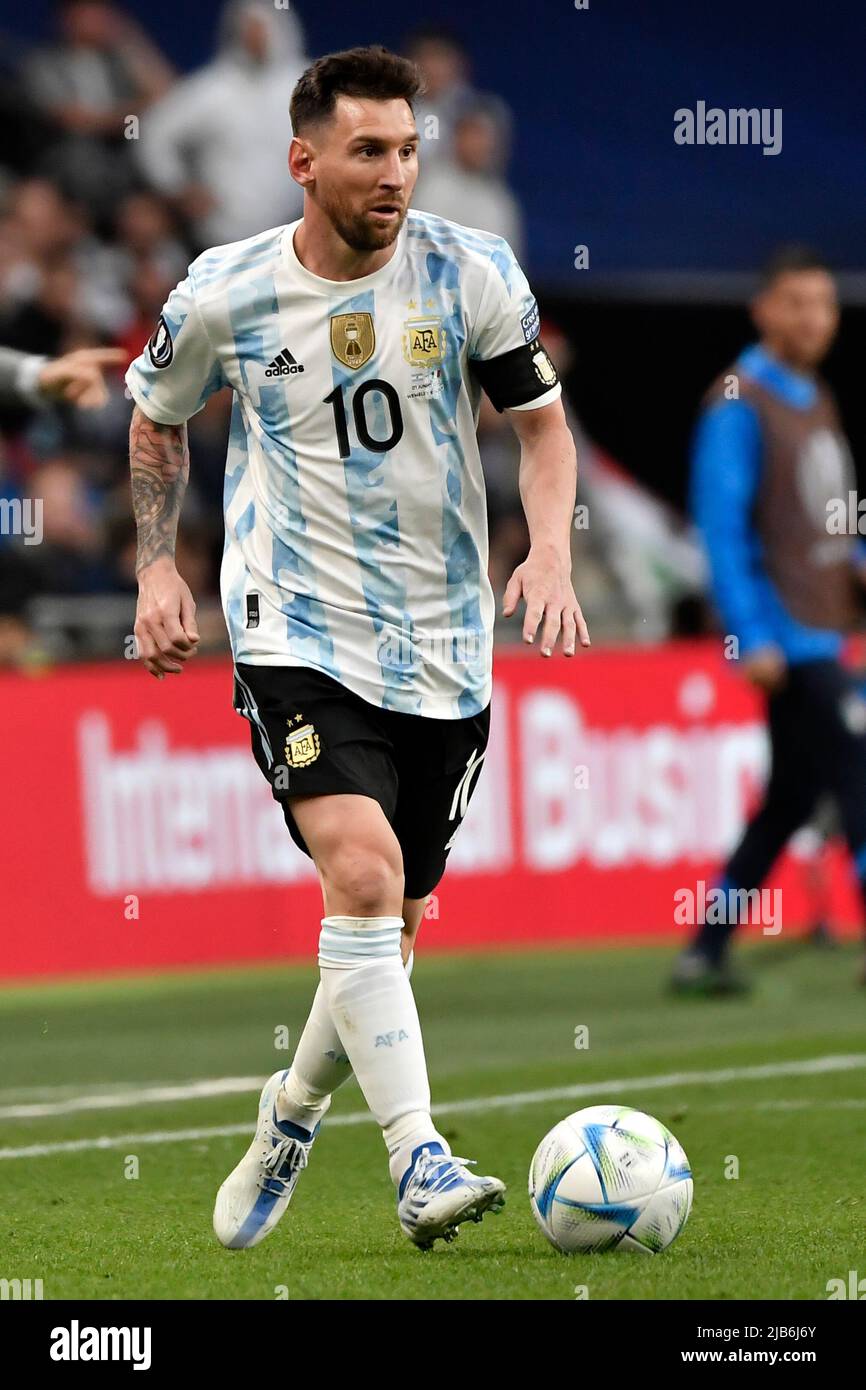 Lionel Messi of Argentina in action during the Finalissima trophy 2022 ...