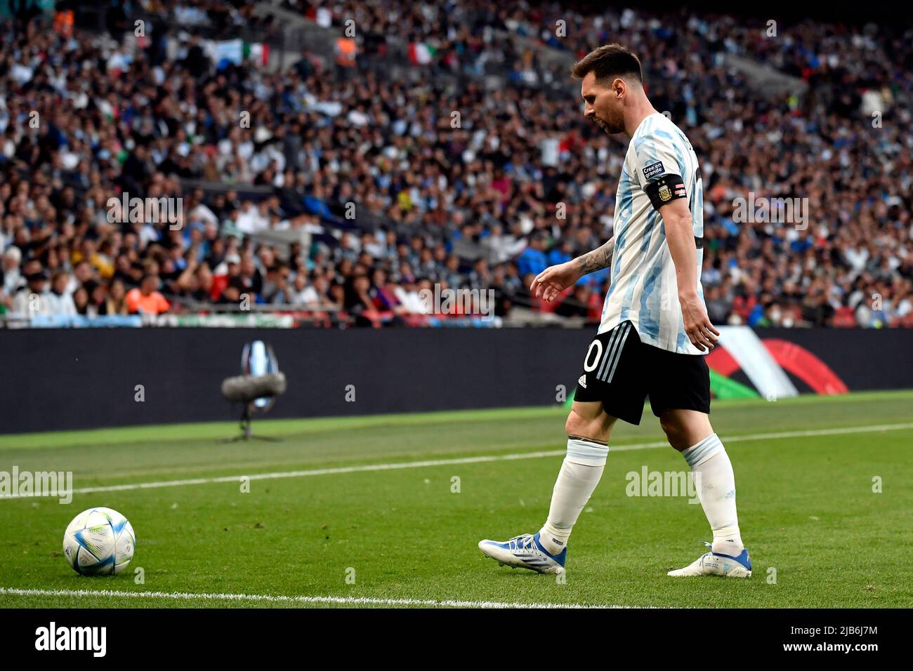 Lionel Messi of Argentina reacts during the Finalissima trophy 2022 ...